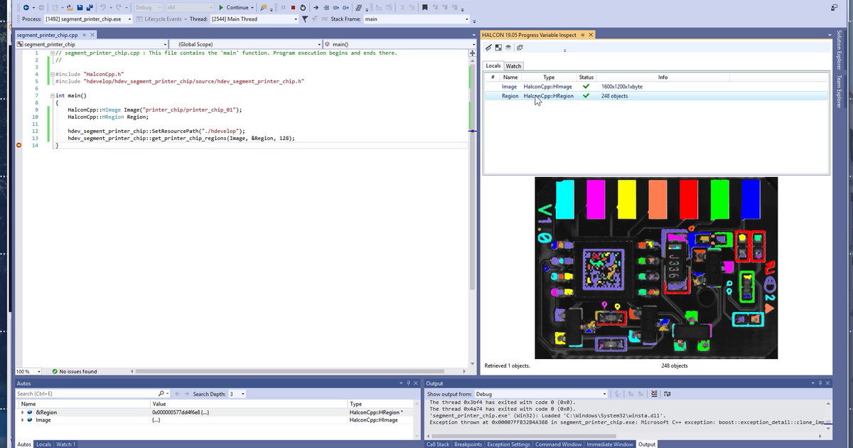 HDevelop-Code in C#/C++ Programme integrieren mit HALCON